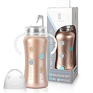 Ultimate Stainless Steel Sippy Cup | 9oz Insulated Sippy Cup for Toddlers Insulates 10+ Hours | Leak-free, Non-toxic Medical Grade Silicone and Stainless Steel Sippy Cup for Baby - Rose Gold