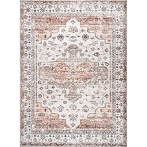 nuLOOM Banks Vintage Machine Washable Area Rug, 8' x 10', Beige