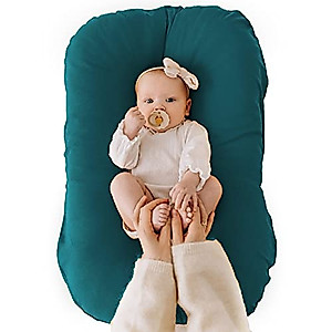 Max&So Baby Lounger Cover for Newborn - Infant Lounger Pillow Cover with Removable, Snug-Fitting Design - Ultra-Soft Cotton Cover for Newborn Lounger Pillow - Baby Nest Cover - Jade - Cover Only