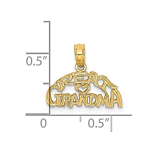 Solid 14k Yellow Gold Block and Engraved Great Grandma Charm Pendant - 11mm x 16mm