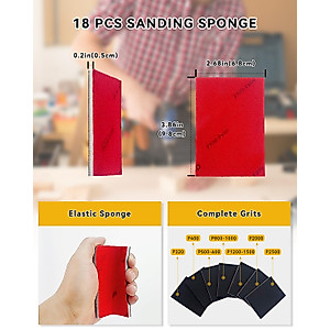 18 Pcs 320-2500 Grit Sanding Sponge Sandpaper Assortment, Soft and Cozy Sponge Wet Dry Sandpaper Ultra Fine Sandpaper, Sanding Pads, Sand Paper for Wood Furniture, Models, Phone Cases, Metal Surfaces