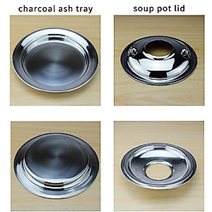 stainless steel hot pot Chinese Charcoal hotpot, Chinese meats fondue Lamb outdoor cooker picnic cooke (1.9-QT, silver)