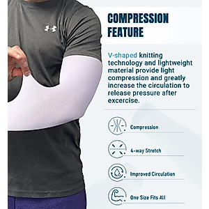 Aegend Sun Protection Cooling Arm Sleeves Sun Sleeves for Men & Women for Cycling, Running, Basketball, Football, Golf, Volleyball, Driving, White 2 Pairs