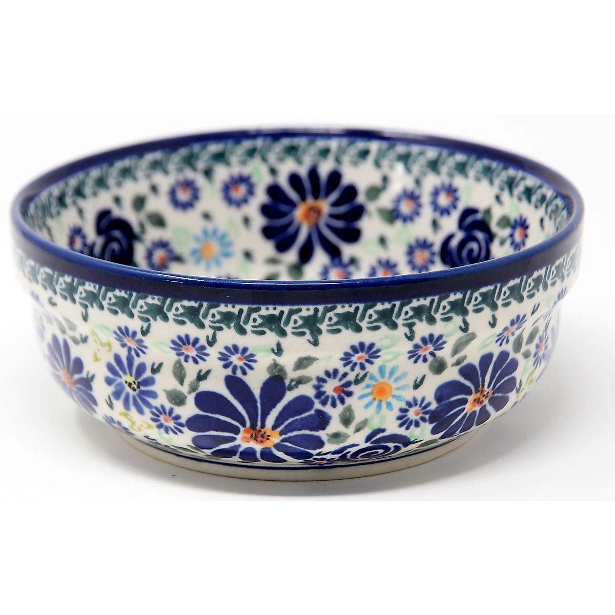 Polish Pottery Bowl 6 Inch From Zaklady Ceramiczne Boleslawiec #833/1-du126 Pattern, Height: 2.5" Diameter: 6"