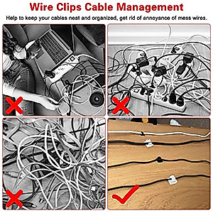 50pcs Adhesive Cable Clips, Wire Clips, Car Cable Organizer, Cable Holder, Cable Wire Management, Cable Holder for Car, Office and Home（Included S Size and M Size Cable Clips White