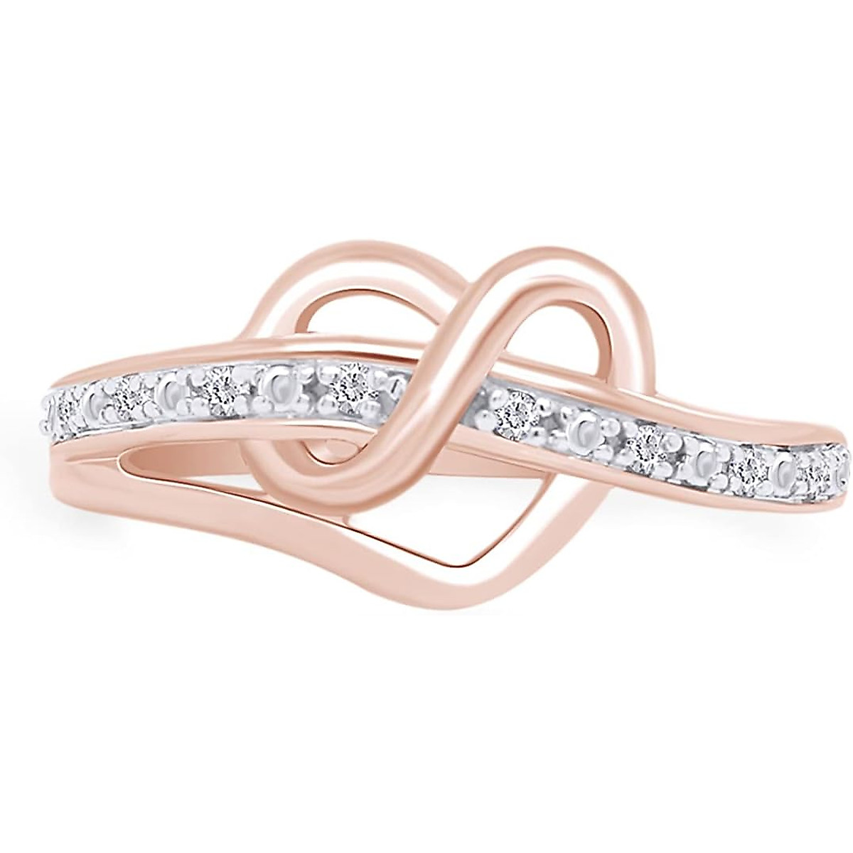 AFFY Sterling Silver Diamond Heart Ring (1/20 cttw, I-J Color, I3 Clarity)