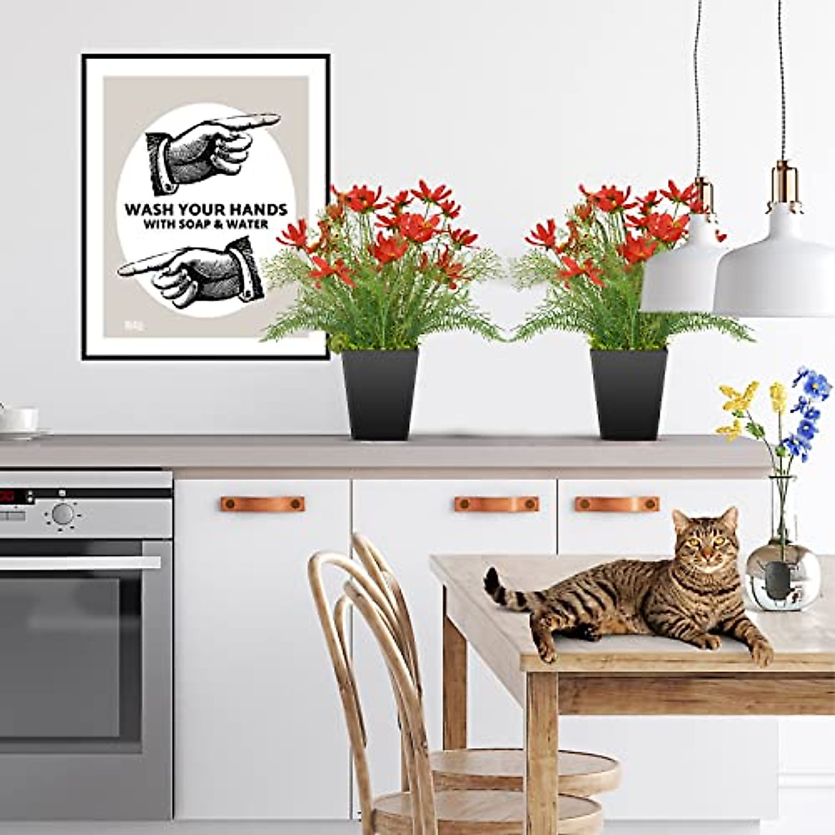 Luxsego Silk Artificial Flowers Coreopsis Faux Flowers, Potted Floral Decor for Garden, Wedding, Office Table Decor Gifts Idea for Her or Him, Decorative Home Accessories(16.7in, Red)