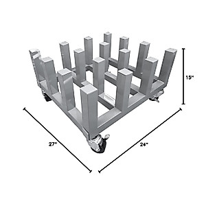 Signworld Heavy Duty Media Roll Mover Mobile Storage Cart Rack – Holds 16 Rolls