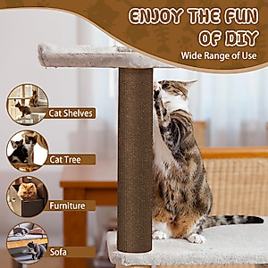 Climbing Cat Scratcher Mat Trimmable Cat Scratching Post Carpet 78.7’’x15.8’’ Self Adhesive Carpet Mat Pad Replacement for Cat Tree Shelves Post Couch Wall Furniture Steps DIY Protector (Brown)