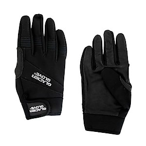 Glacier Glove Unisex Guide Water-Resistant Lightweight Breathable Flexible Adjustable Durable Genuine Leather Palm Hunting Shooting Fishing Safety Glove, Black, Large