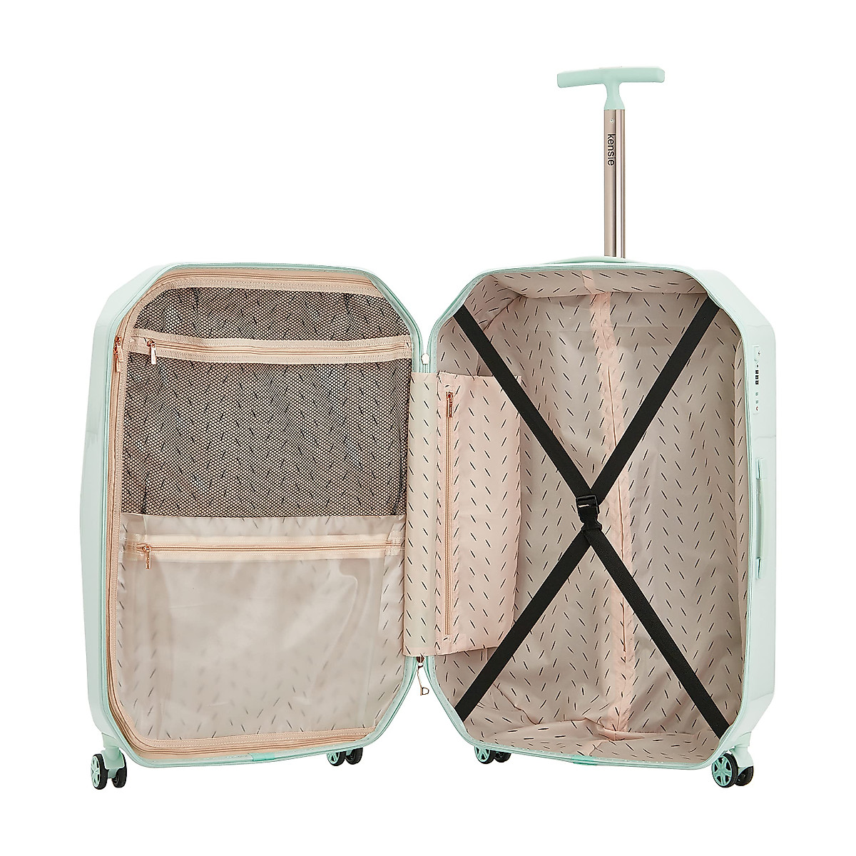 kensie Women's 3D Gemstone TSA Lock Hardside Spinner Luggage,Lightweight, Expandable, Telescoping Handles, TSA-Approved, Wheels, Mint, 28 Inches, 20 Inches