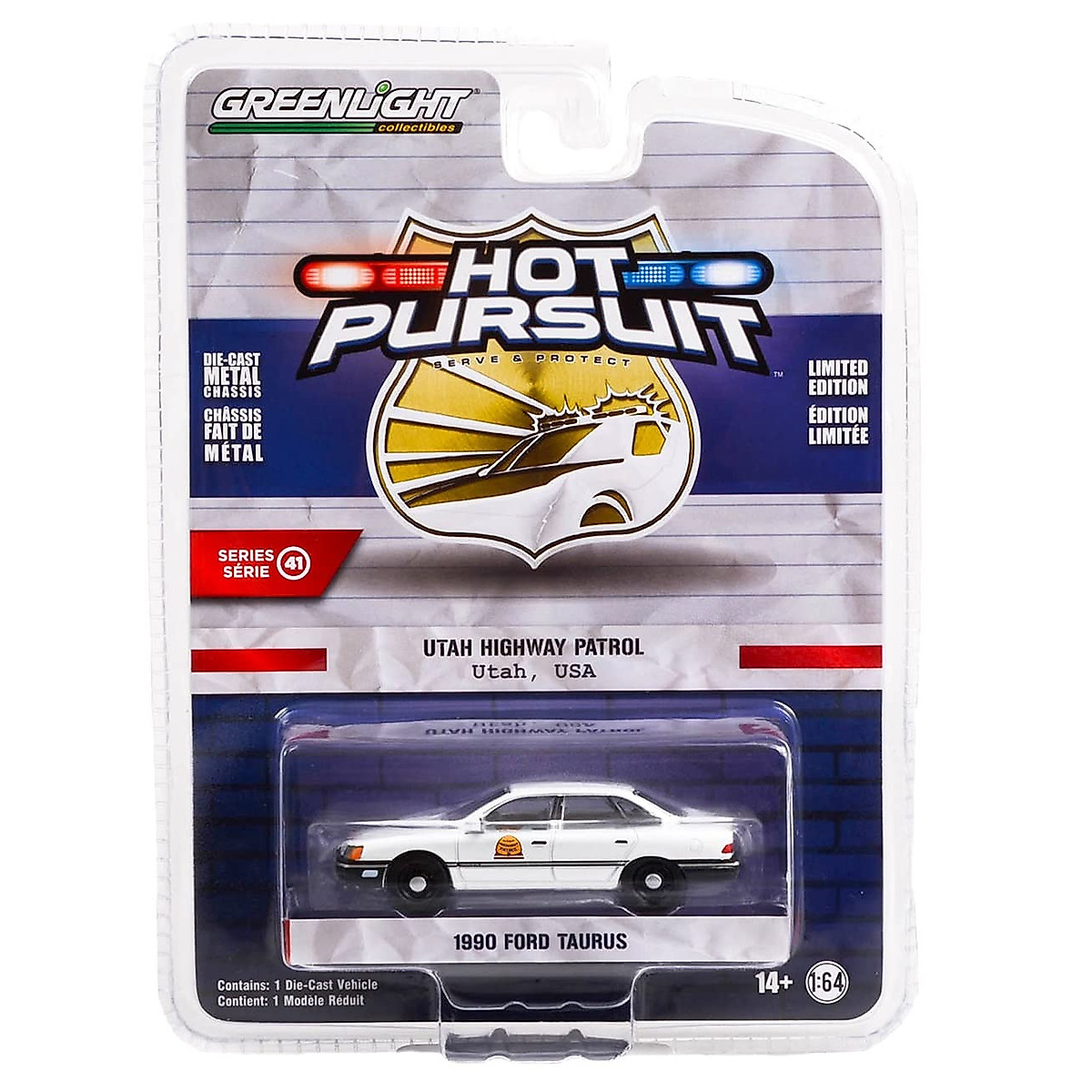 Greenlight 42990-A Hot Pursuit Series 41-1990 Taurus - Utah Highway Patrol 1/64 Scale Diecast