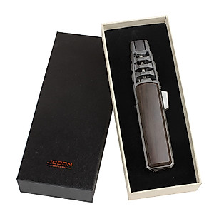 JOBON Butane Torch Lighter, Refillable Blow Jet Solar Flamethrower Best Torches, for Baking Cooking BBQ Kitchen Camping Creme Brûlée - No Gas Included (Old Gray Lacquer with Brown)
