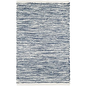 Dash and Albert Tideline Navy Handwoven Indoor/Outdoor Rug, 8 X 10 Feet, Blue Stripe Pattern