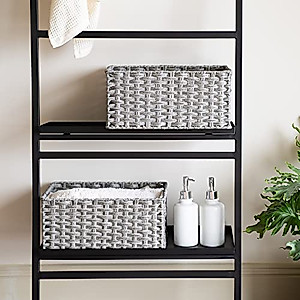 ROSOS Wicker Baskets 4 Pack, Waterproof Wicker Storage Basket with Handles, Washable Large Wicker Baskets for Storage