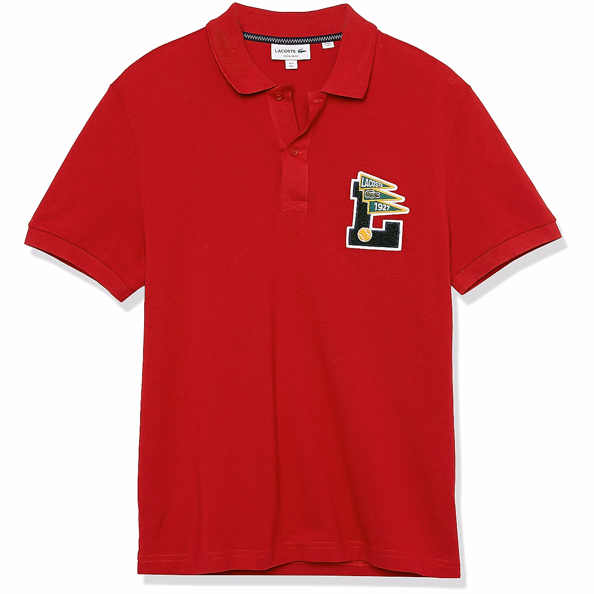 Lacoste mens Short Sleeve Varsity Regular Fit Polo Shirt, Ladybug Red, Medium US