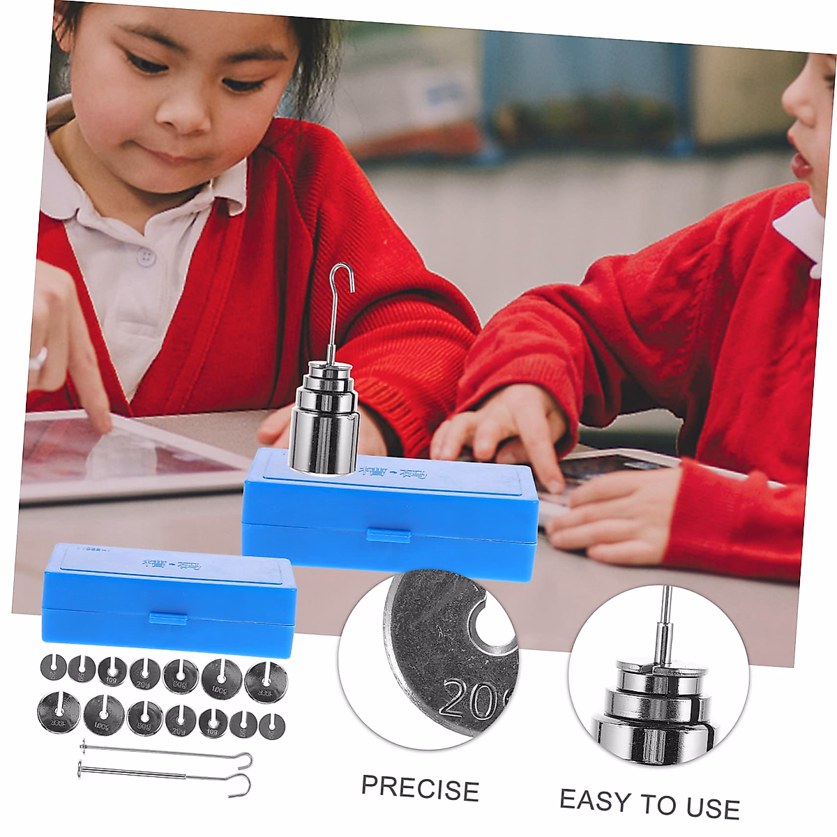 DOITOOL 1 Set Laboratory Slotted Mass Metal Slotted Weights Science Experiment Tools Hanger and Box