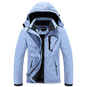 MOERDENG Women's Waterproof Ski Jacket Warm Winter Snow Coat Mountain Windbreaker Hooded Raincoat Jacket