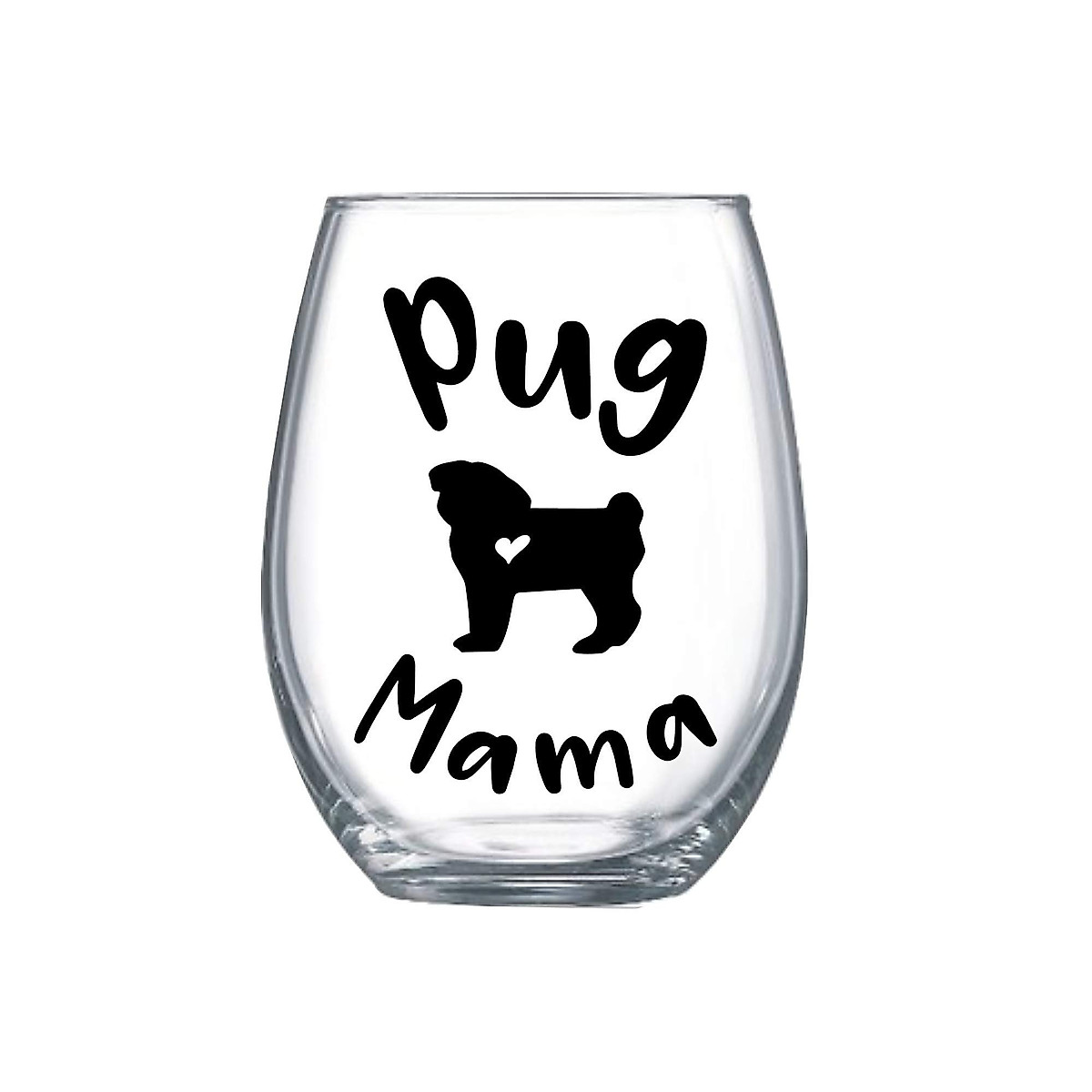 Funny Pug Dog Gifts for Women Pug Lovers Large Stemless Wine Glass for Her Dog Obsessed Pug Mama 0159