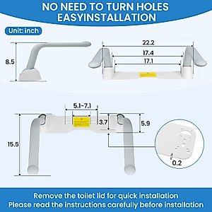 Toilet Safety Rails for Elderly (520 lbs), Handicap Toilet Rails with Foldable Handles, Toilet Assist Rails, Toilet Rails for Seniors, Heavy Duty Toilet Safety Frames Rails with Arms, Easy Installatio