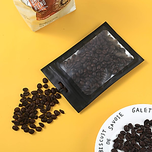 200 PCS 5x8 Mylar Bags with Clear Window Ziplock Packaging Smell Proof Mylar Bags for Food Storage, Packaging Bag for Candy, Cookies and Small Jewelry, Resealable Matte Black Mylar Bags