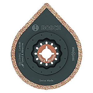BOSCH OSL234HG 1-Piece 2-3/4 In. x 1/8 In. Starlock Oscillating Multi Tool Grout & Abrasive Carbide Grit Hybrid Grout Blade for Grinding & Rasping Applications