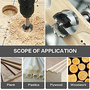 GMTOOLS Forstner Bit Set, 8PCS Forstner Drill Bits for Wood, Carbide Forstner Bit for Woodworking, Auger Opener Round Shank Drilling Cutting Tool for Hardwood, Softwood, Plastic, Plywood