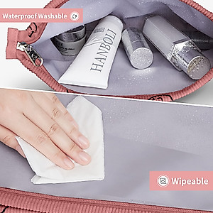 WLLWOO Makeup Bag-2pcs Smile Face Corduroy Cosmetic Bag Zipper Interior Waterproof Pencil Case Coin Purse Travel Toiletry Small Makeup Pouch For Women