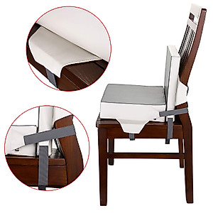 Sumnacon 2Pcs Chair Increasing Cushions - Baby Toddler Kids Infant Portable Dismountable Adjustable Highchair Booster Cushion Washable Thick Chair Seat Pads Buckle Straps, Grey + Beige