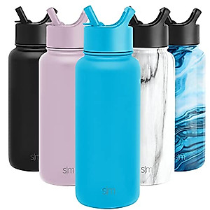 Simple Modern Water Bottle with Straw and Chug Lid Vacuum Insulated Stainless Steel Metal Thermos Bottles | Reusable Leak Proof BPA-Free Flask for Sports, Gym | Summit Collection | 32oz, Good Day Blue