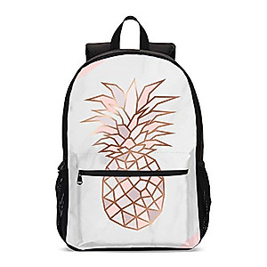 Delerain Pink Pineapple 3 Pcs Backpack Set for Kids Back to School Bookbag with Lunch Box and Pencil Case Durable Lightweight Travel for Teens Students Boys Girls
