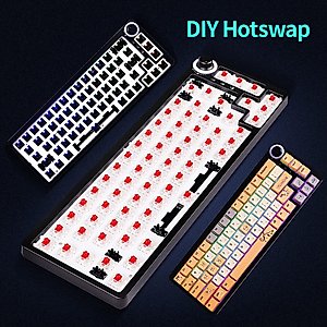 GK68 RGB Hot-Swappable Programmable Junction Box Can Be Replaced with Switch DIY Mechanical Keyboard Kit, Support AKKO, Cherry MX, Gateron, Kailh Mechanical Switch (Black)