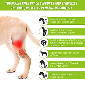 Tinahiking Dog Knee Brace for Torn Acl Hind Leg,Knee Brace for Dogs Acl with Side Stabilizers, Rear Leg Braces for Dogs Luxating Patella, Ligament Injury,Joint Pain,Dog Leg Brace Keeps Joint Stable