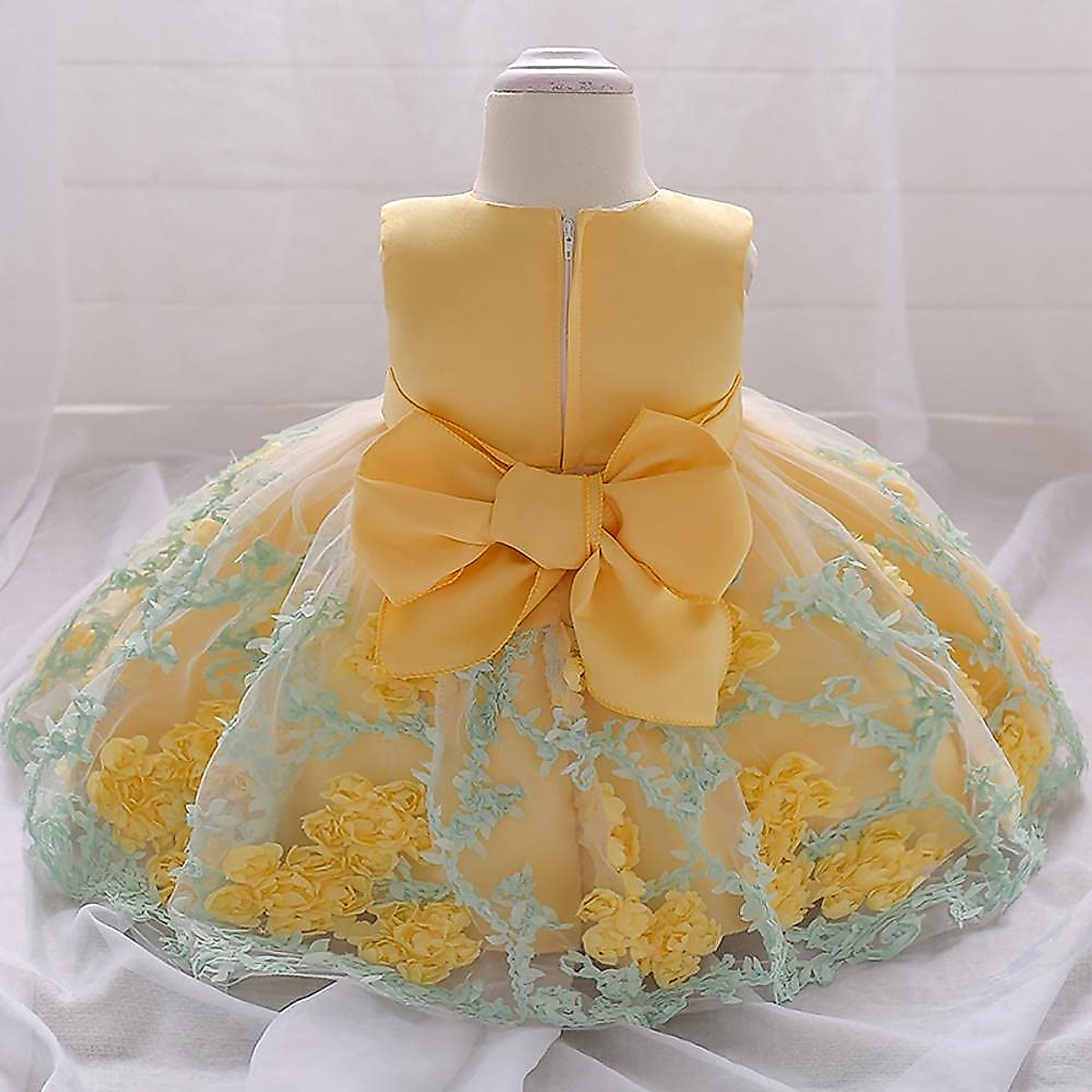 Dressy Daisy Baby Girls Wedding Flower Girl Pageant Dress Party Tulle Skirt for Special Occasion Size 18-24 Months Yellow