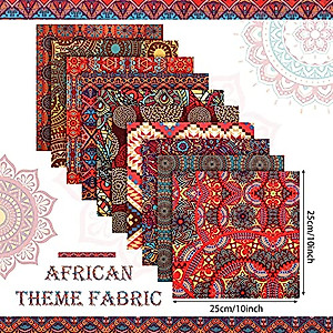 10 Pieces African Fabric Fat Quarters 10 x 10 Inches/ 25 x 25 cm, African Ankara Wax Print Fabric, Ankara Print Fabric for Sewing, Face Covering Make, Craft Projects and Patch Work DIY