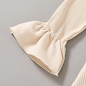 YOUNGER TREE Toddler Baby Girls Fall Clothing Solid Cotton Pit Irregular Skirt Winter Dress Long Sleeve Skirt Outfits(Ruffle-Beige, 2-3T)