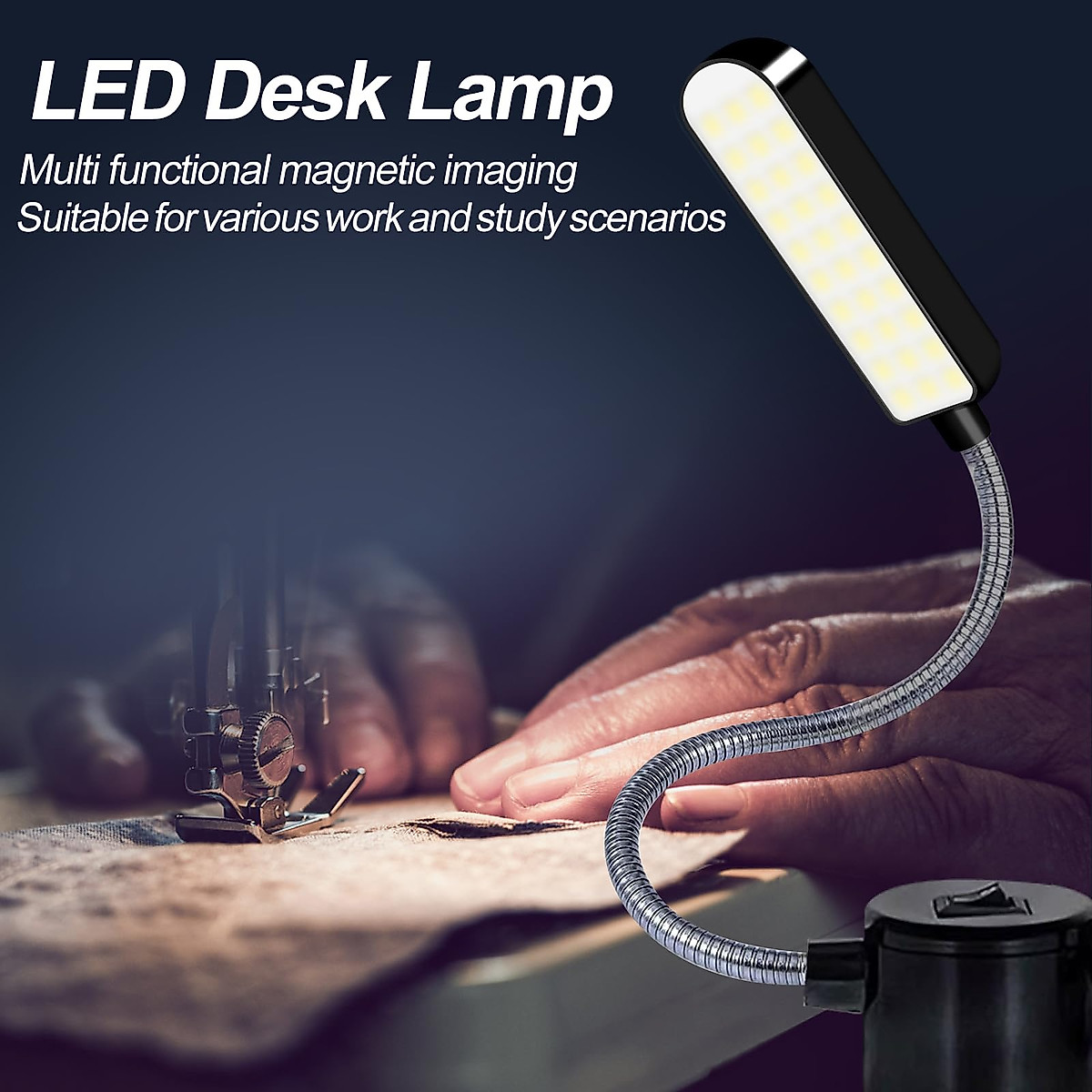 EVISWIY Sewing Machine Light LED Lighting (30LEDs) 6 Watt Multifunctional Flexible Gooseneck Arm Work Lamp with Magnetic Mounting Base for Workbench Lathe Drill Press 2 Pack