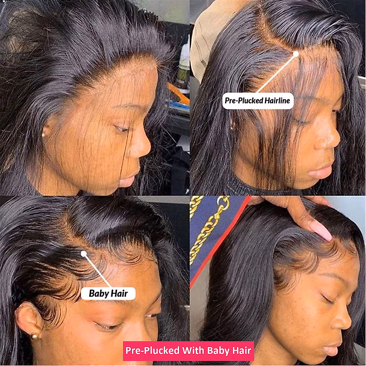 Hairitory Body Wave Lace Front Wigs Human Hair for Black Women 13x4 HD Transparent Wavy Lace Front Human Hair Glueless Wigs Pre Plucked 180% Density Body Wave Lace Frontal Wig Natural Black(22inch)