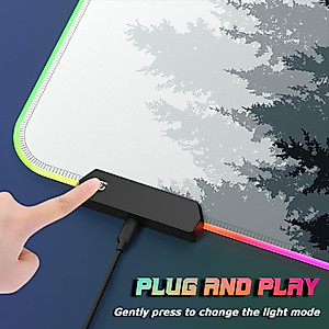 ITNRSIIET RGB Gaming Mouse Pad, Full Desk XL Extended Large Gaming Mousepad, 12 Lighting Modes 30% Thicker Big LED Desk Mat for Gamers, 32 x 12 inches, Ink Painting Misty Forest
