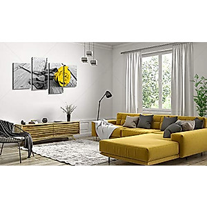 Bedroom Wall Decor - Yellow Room Decor Rose Flowers Canvas Wall Art Yellow Decorations for Living Room Modern Artwork Black and White Kitchen Decor Pictures Above Bed Stretched and Framed Ready to Hang