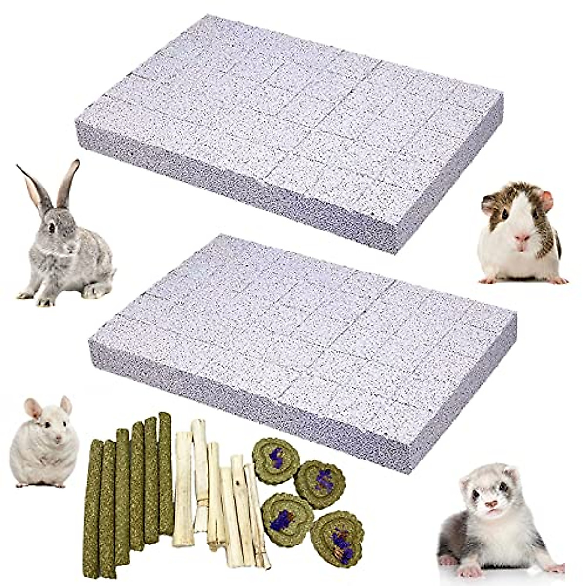 kathson Bunny Grinding Claw Pad Rabbit Scratch Foot Pad Small Animals Lava Grinding Teeth Stone Hamster Chew Treats Toys for Guinea Pig Rat Gerbil Chinchilla Hedgehog