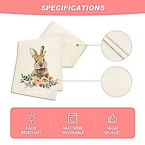 Artoid Mode Easter Bunny Easter Table Runner Off-White, Seasonal Spring Flowers Holiday Kitchen Dining Table Runner for Home Party Decor 13 x 72 Inch