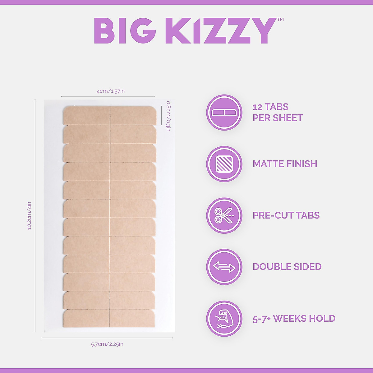 Big Kizzy Hair Extensions Tape - Regular Hold - Fits Most Tape in Hair Extensions, 4cm x .8cm Tape for Extensions, Professional Double Sided Extension Tape