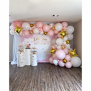 Pink and White Balloon Arch Kit, 121PCS Pink and Gold Balloon Garland Pastal Pink White Gold Confetti Balloons for Girls Birthday Baby Shower Wedding Bridal Shower Party Decorations