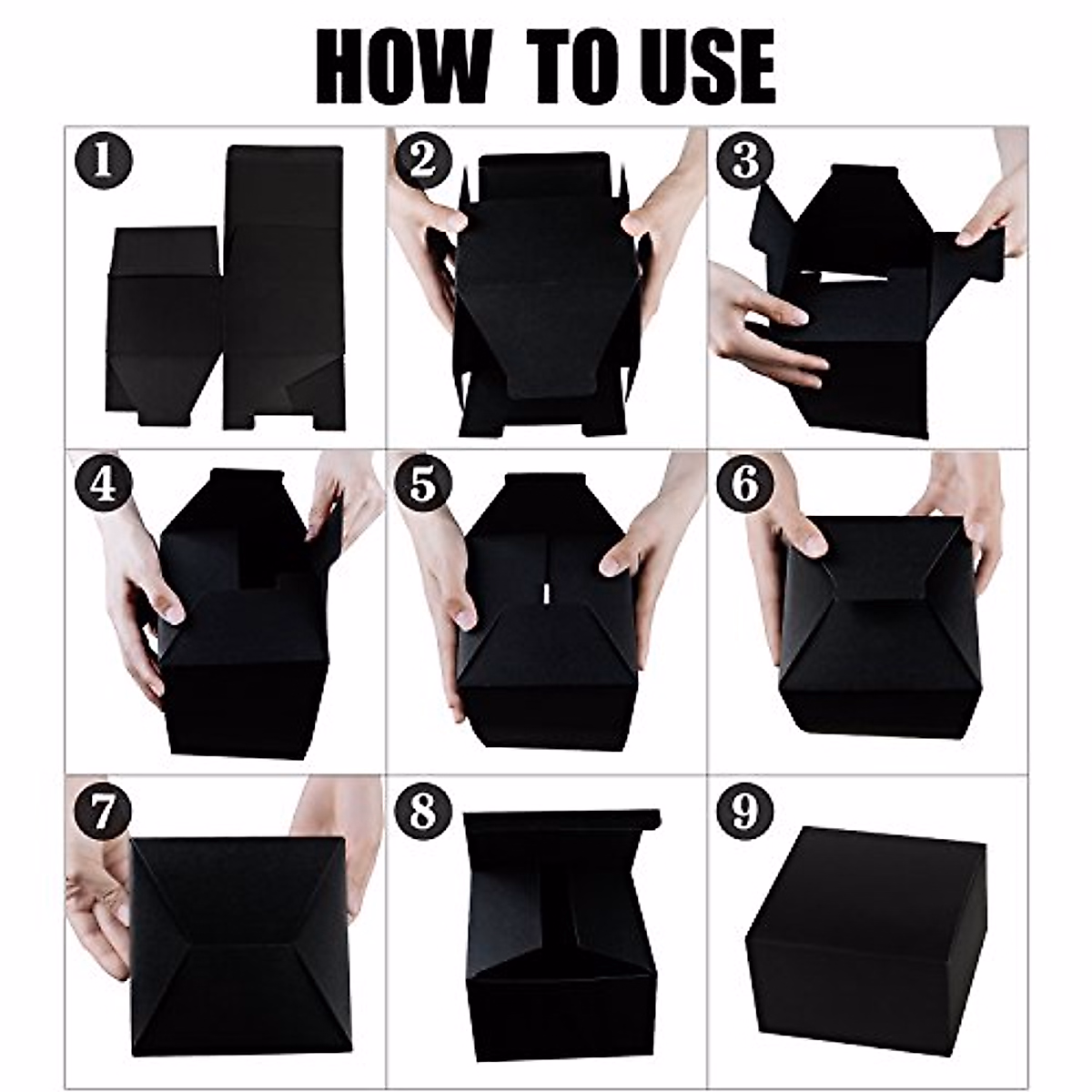 RUSPEPA Recycled Cardboard Gift Boxes - 4"X 4"X 2" - Small Gift Box with Lids for Bracelets, Jewelry and Small Gifts - 30 Pack - Black