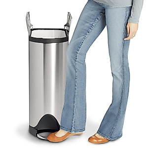 simplehuman 45 Liter / 11.9 Gallon Butterfly Lid Kitchen Step Trash Can, Brushed Stainless Steel