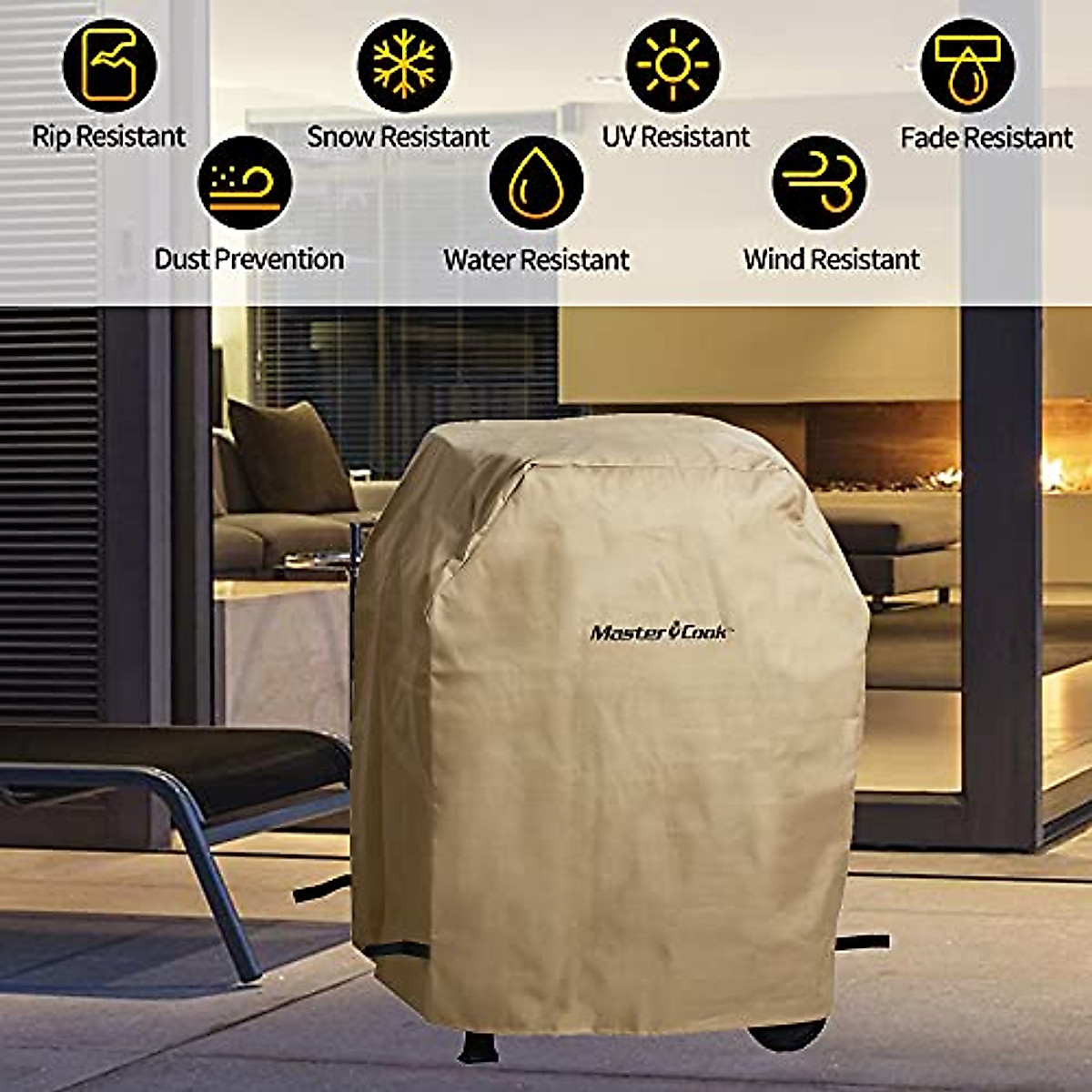 MASTER COOK Gas Grill Rain Cover, Heavy Duty Waterproof and Weather Resistant Oxford Fabric Cover 30.31‘’ L x 21.26‘’ W x 40.55‘’ H