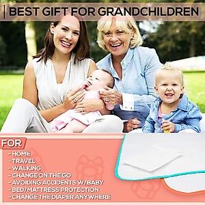 Portable Changing Pad - Waterproof Reusable Baby Changing Mats for Girls Boys - Large Size 25.5”x31.5” Pack of 2 - Reinforced Seams & Free Storage Bag - Change Diaper Mat On The Go - Warranty 2 y