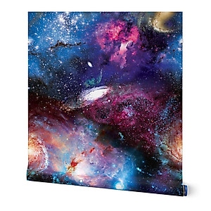 Peel & Stick Wallpaper Swatch - Galactic Dreams Galaxy Outer Space Nebula Night Sky Stars Science Cosmos Custom Removable Wallpaper by Spoonflower