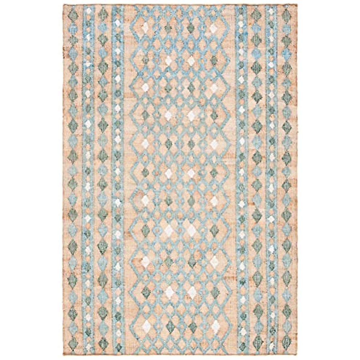 Safavieh Kilim Collection 5' x 8' Natural/Blue KLM759M Flatweave Premium Jute Living Room Dining Bedroom Area Rug